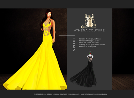 Second Life Marketplace - Athena Couture Lillian [Black] Wear to Unpack